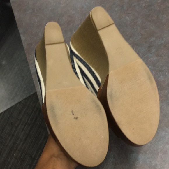 Charming Charlie | Shoes | Charming Charlie Brown Leather Stripe Wedge ...